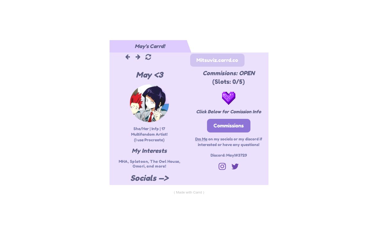 May’s Commission carrd!